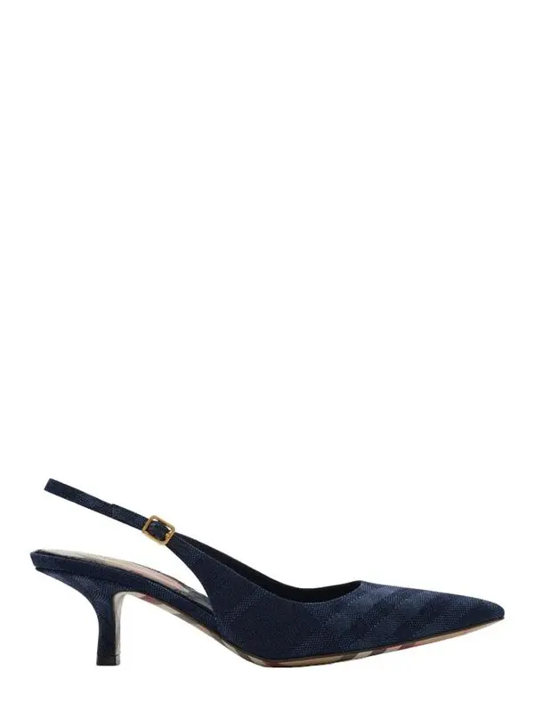 Burberry Check Slingback Pumps - Denim Blue