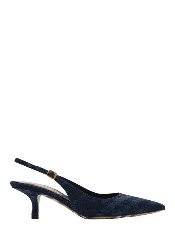 Burberry Check Slingback Pumps - Denim Blue