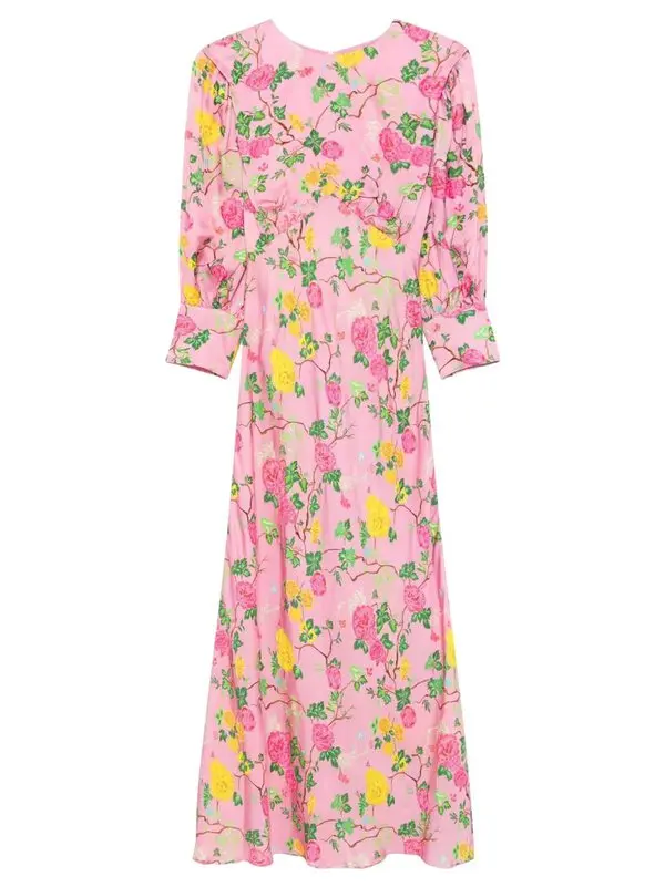 NISSA Printed Midi Dress - Pink