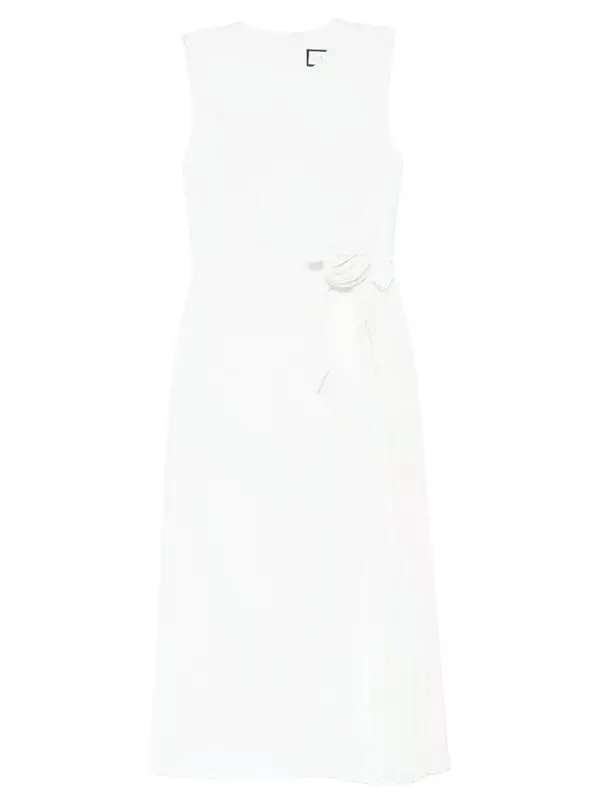 NISSA Pleat-detailed Midi Dress - White