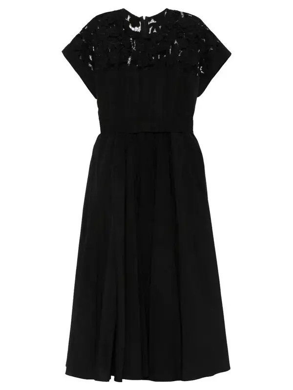NISSA Lace-detailed Midi Dress - Black
