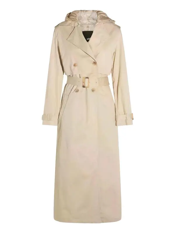 Add Hooded Belted Trench Coat - Neutrals