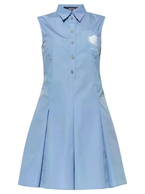 Versace Button-up Sleeveless Dress - Blue
