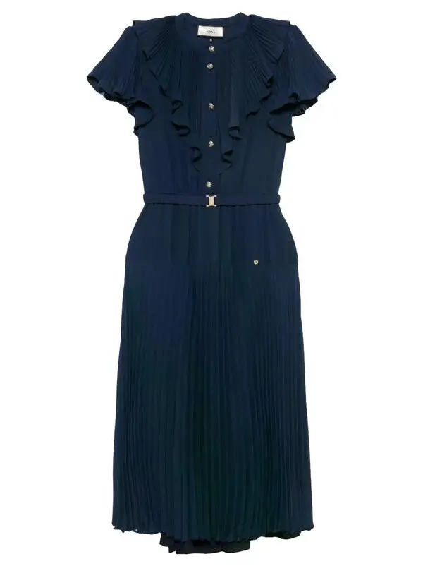 NISSA Pleated Midi Dress - Blue