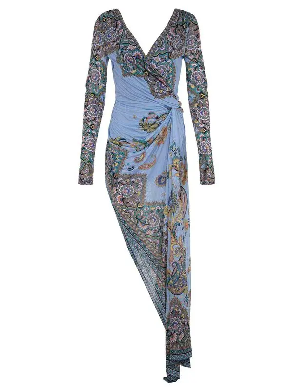 Etro Floral-print Viscose Dress - Blue