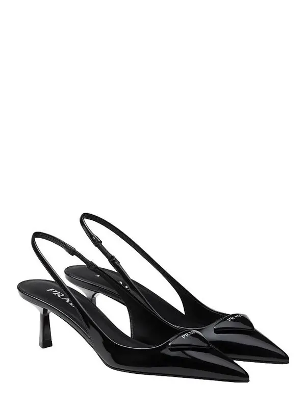 Prada Patent Leather Slingback Pumps - Black