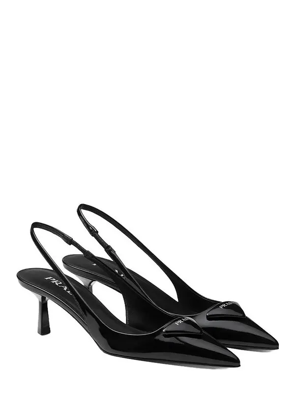 Prada Patent Leather Slingback Pumps - Black