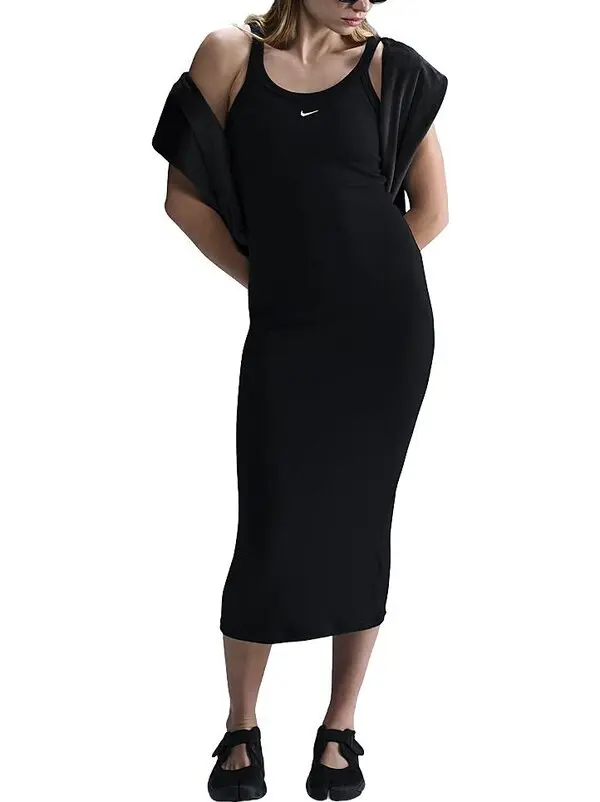 Nike Chill Knit Ribbed Tank Dress - Black/sail