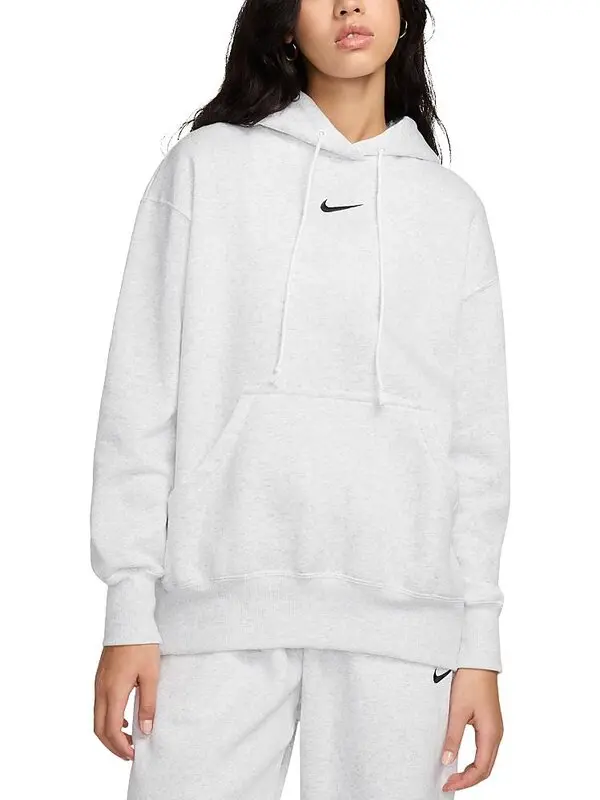 Nike Oversized Pullover Hoodie - Birch Heather/black