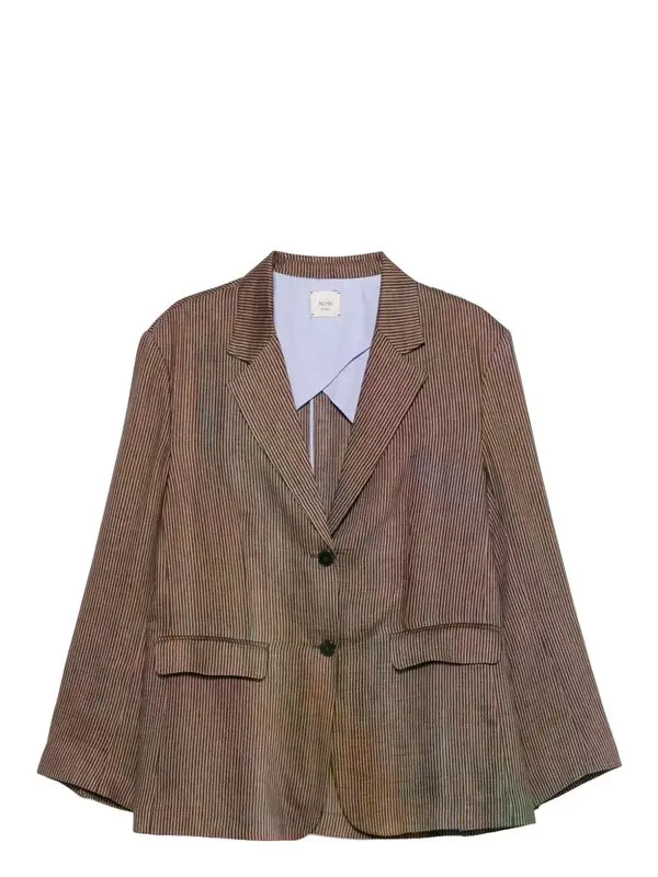 ALYSI Striped Single-breasted Blazer - Brown