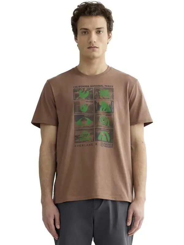 Everlane X Parks Project Essential Organic Crew Neck Tshirt - Brown / Green / Forged Iron