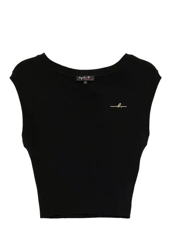 AGNÈS B. Logo-embroidered Knit Vest - Black