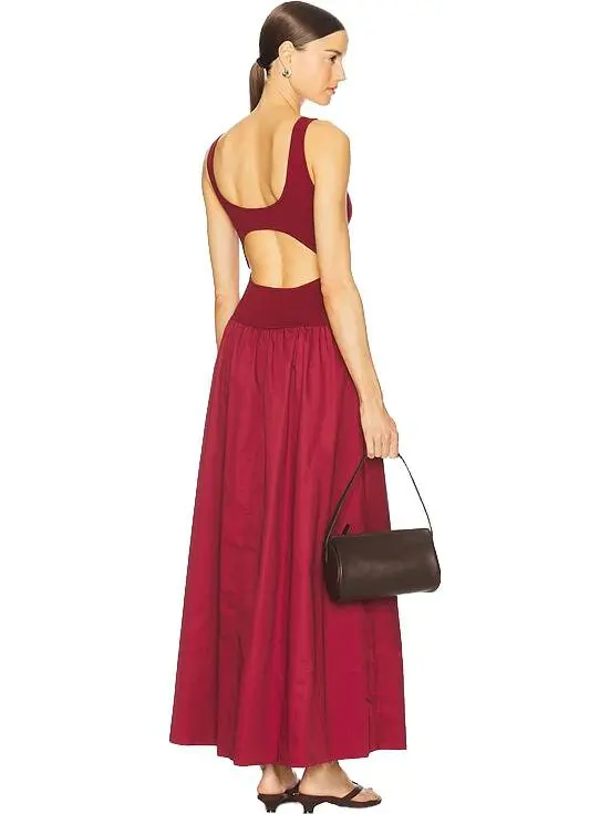ST. AGNI Bateau Cut-out Dress - Red
