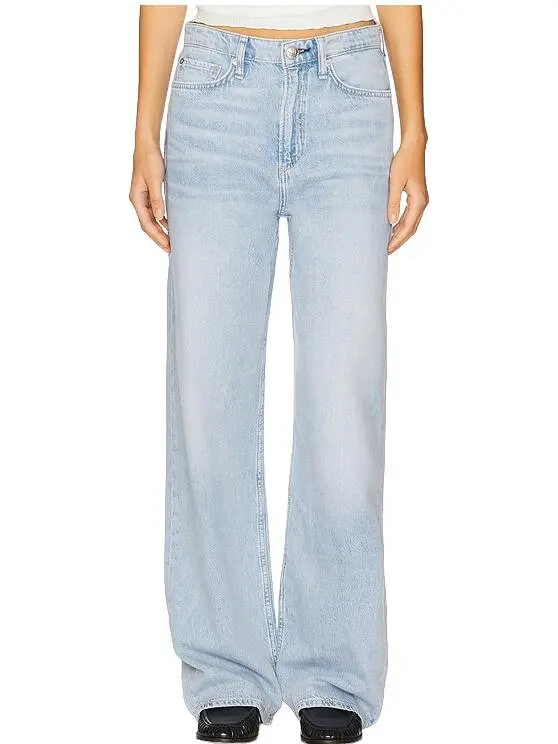 Rag & Bone Featherweight Logan Mid Rise Wide Leg Jeans - Blue