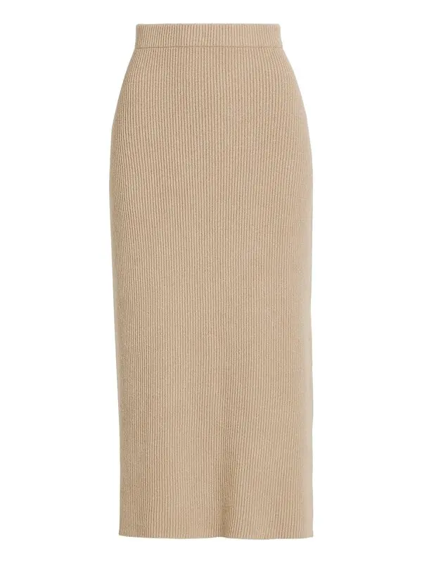 BY MALENE BIRGER Kyra Ribbed Ecovero™-blend Midi Skirt - Beige