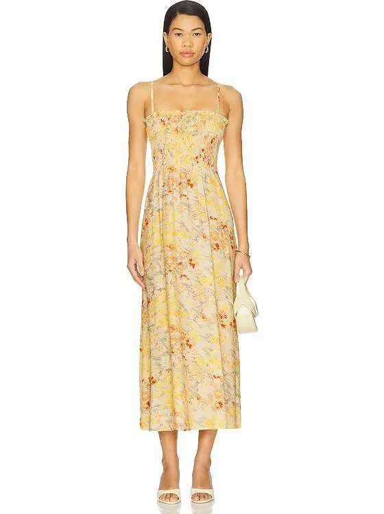 Faithfull The Brand Sorana Midi Dress - Adeline Floral Yellow
