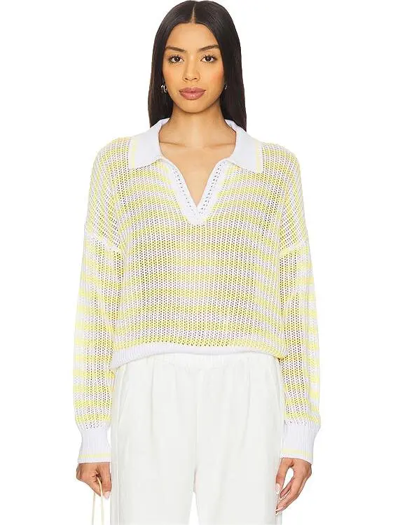 525 America Striped Tipping Pullover - Bleach White Multi