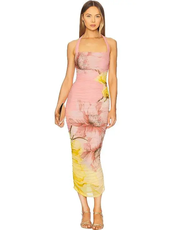 AFRM Indina Halter Dress - Coral Bloom