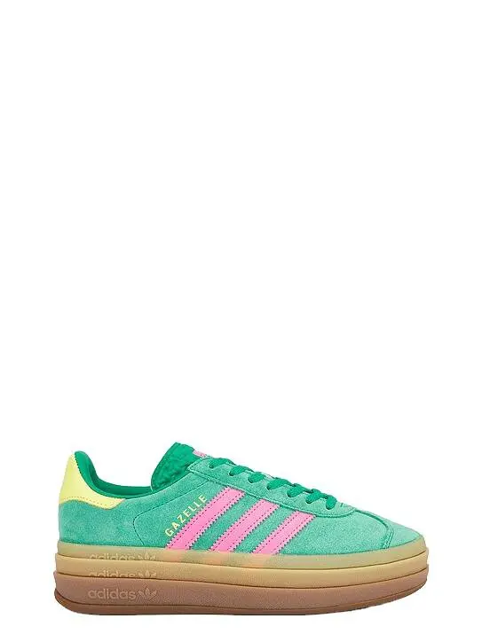 Adidas Originals By Alexander Wang Gazelle Bold Sneakers - Court Green  Lucid Pink  & Pure Sulfur