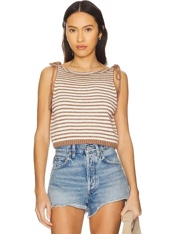 Free People Claire Knit Tank - White Praline Combo
