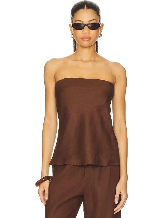 Donni. The Linen Tube Top - Walnut