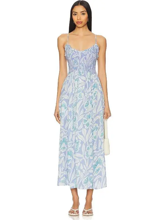 Free People Sweet Nothings Midi Dress - Blue Vista Combo