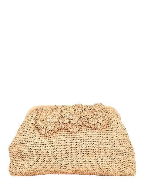 BTB LOS ANGELES Florian Flower Clutch - Honey