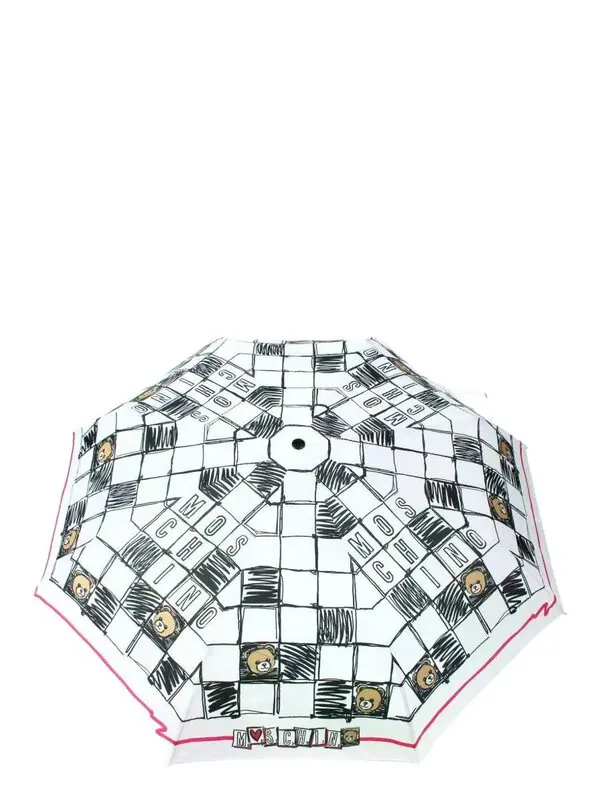 Moschino Checkerboard-print Umbrella - White