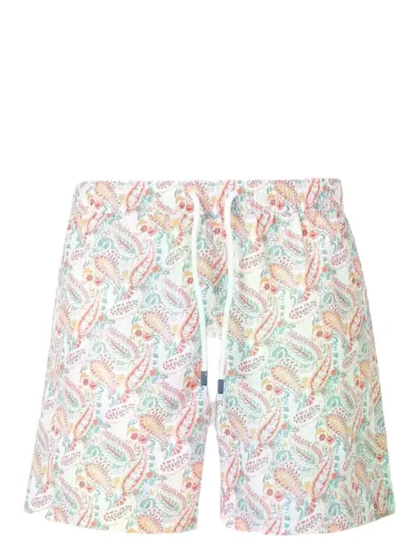 Fedeli Paisley-print Swim Shorts - Orange
