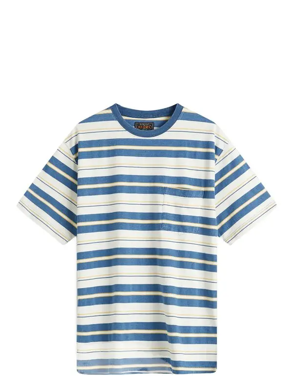 BEAMS Multi Stripe Pocket T-shirt - Bleach