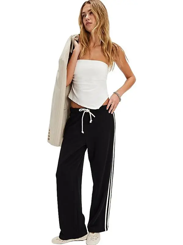 Donni. Eco-terry Stripe Crop Pants - Jet