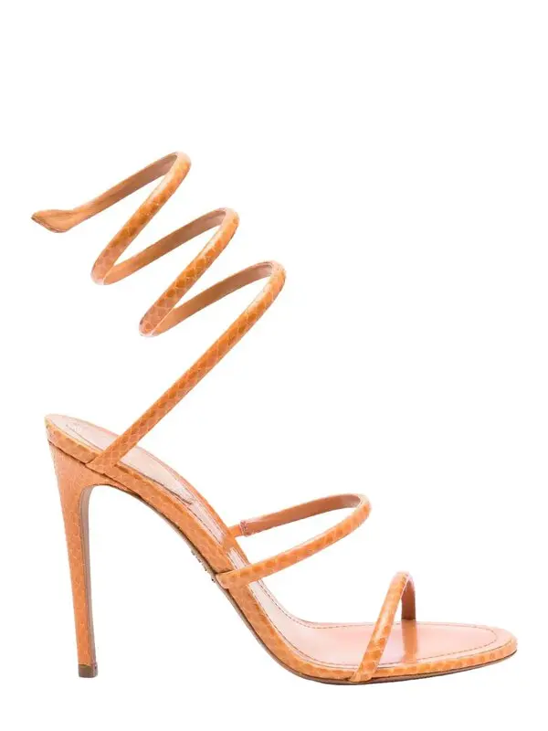 Rene Caovilla 110mm Leather Sandals - Orange