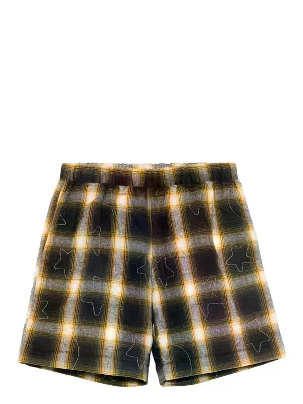 SKY HIGH FARM WORKWEAR Checked Padded Shorts - Yellow