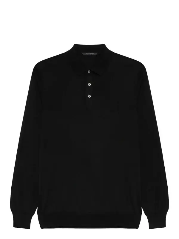 Tagliatore Fine-knit Polo Shirt - Black