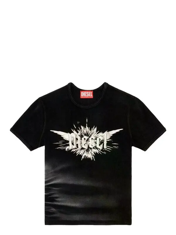 DIESEL T-ele-long P2 Graphic Logo T-shirt - Black