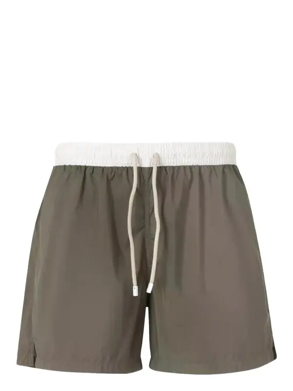 Fedeli Contrast-trim Swim Shorts - Green