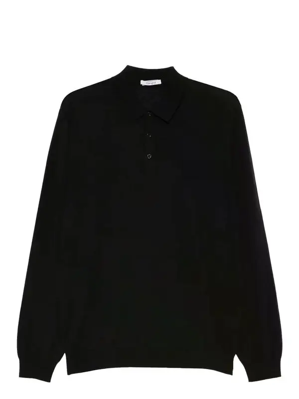 KANGRA Fine-knit Polo Shirt - Black