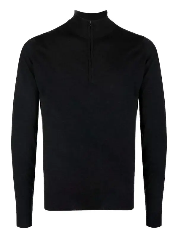John Smedley Zip-neck Long-sleeve Sweater - Black