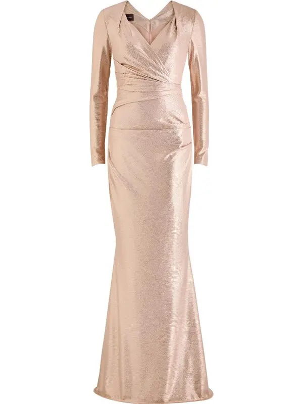 Talbot Runhof Wrap-effect Lamé Gown - Light Pink