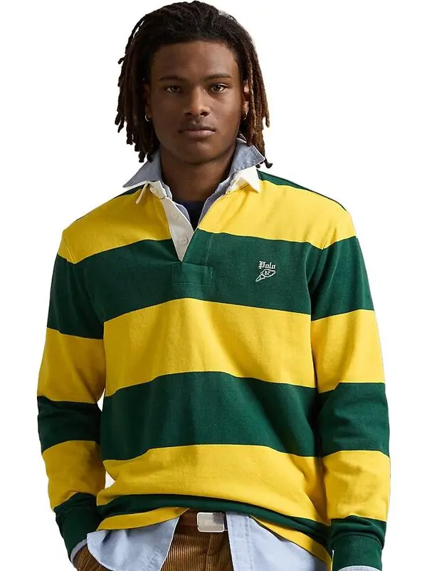 Ralph Lauren Classic Fit Embroidered Rugby Shirt - Hunter Green/gold