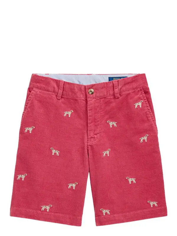 Ralph Lauren Dog-embroidered Stretch Corduroy Short - Nantucket Red