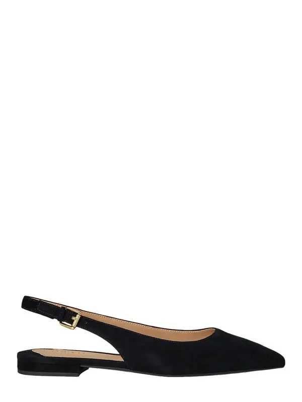 Ralph Lauren Londyn Suede Slingback Flats - Black