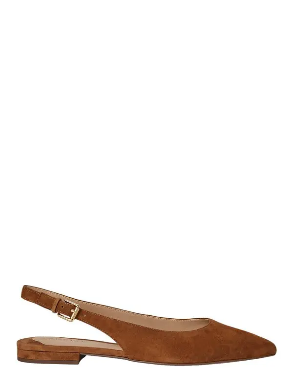 Ralph Lauren Londyn Suede Slingback Flats - Lauren Tan