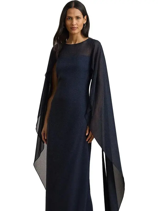 Ralph Lauren Cape Georgette Gown - Lauren Navy