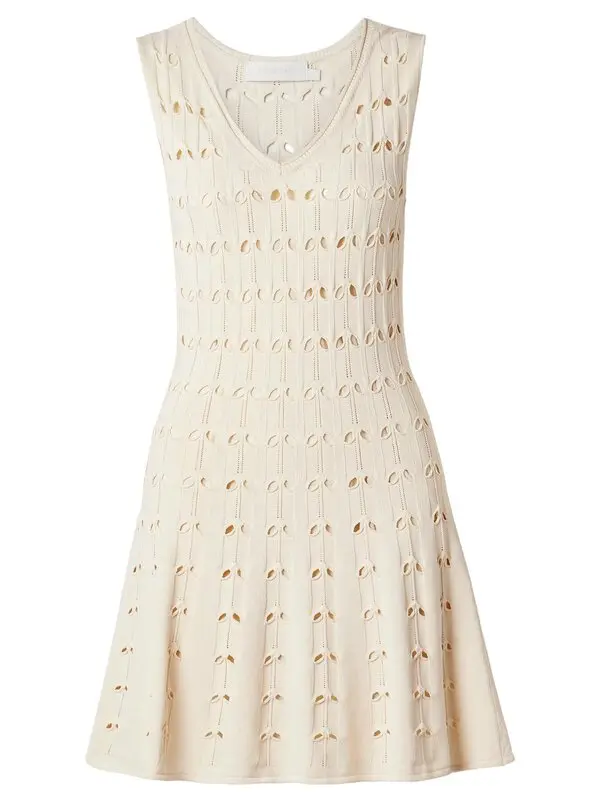 Zimmermann Rhiannon Cutout Pointelle-knit Cotton-blend Mini Dress - Cream