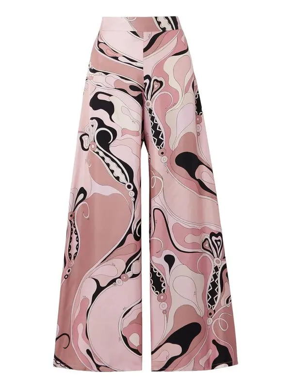 Emilio Pucci Printed Wide-leg Pants - Pink