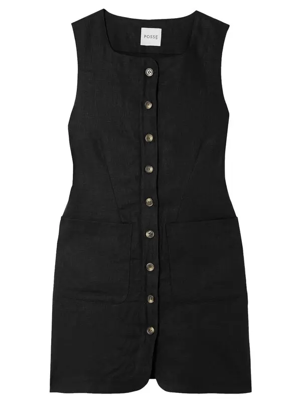 Posse Emma Linen Mini Dress - Black