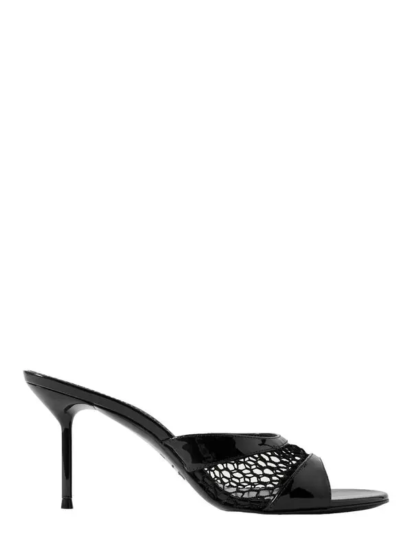 Paris Texas Lidia Patent-leather And Mesh Sandals - Black