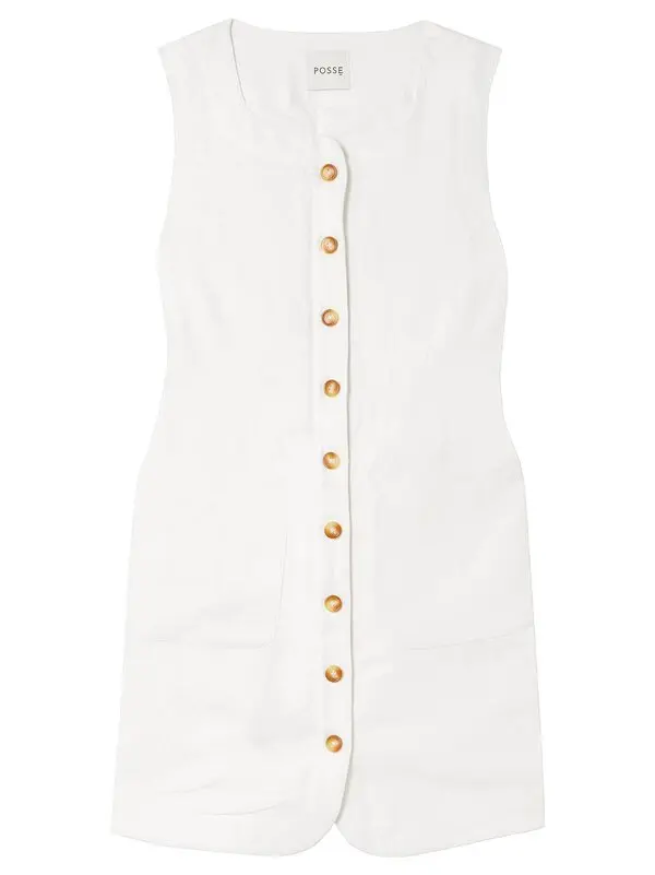 Posse Emma Linen Mini Dress - Ivory