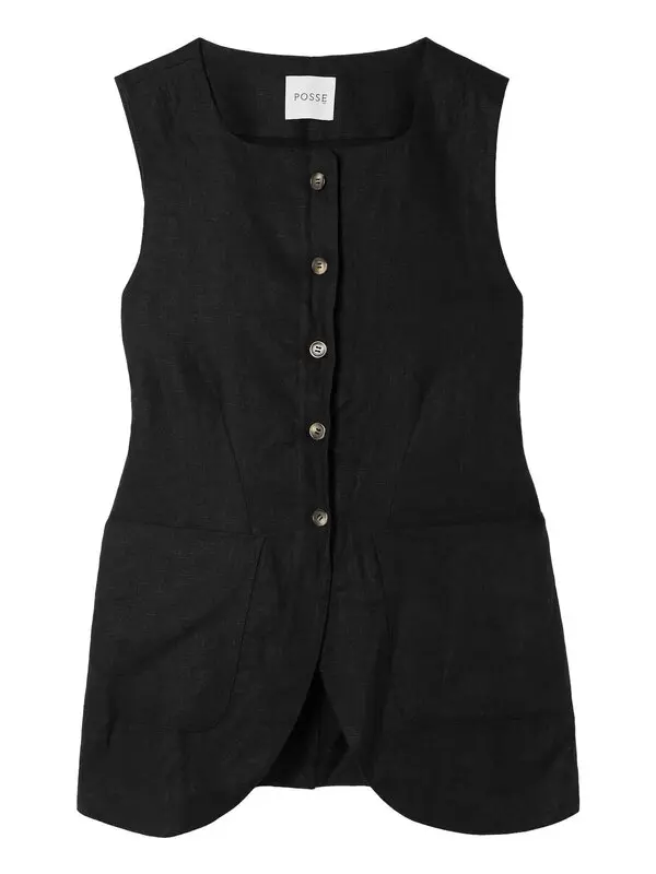 Posse Emma Linen Vest - Black